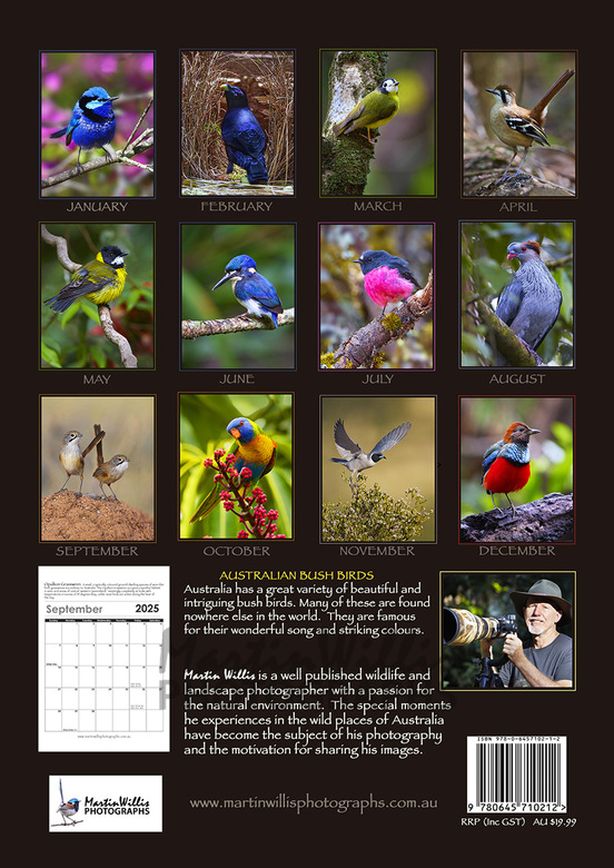Buy Australian Birds & Parrots Calendars Online - Martin Willis Photographs